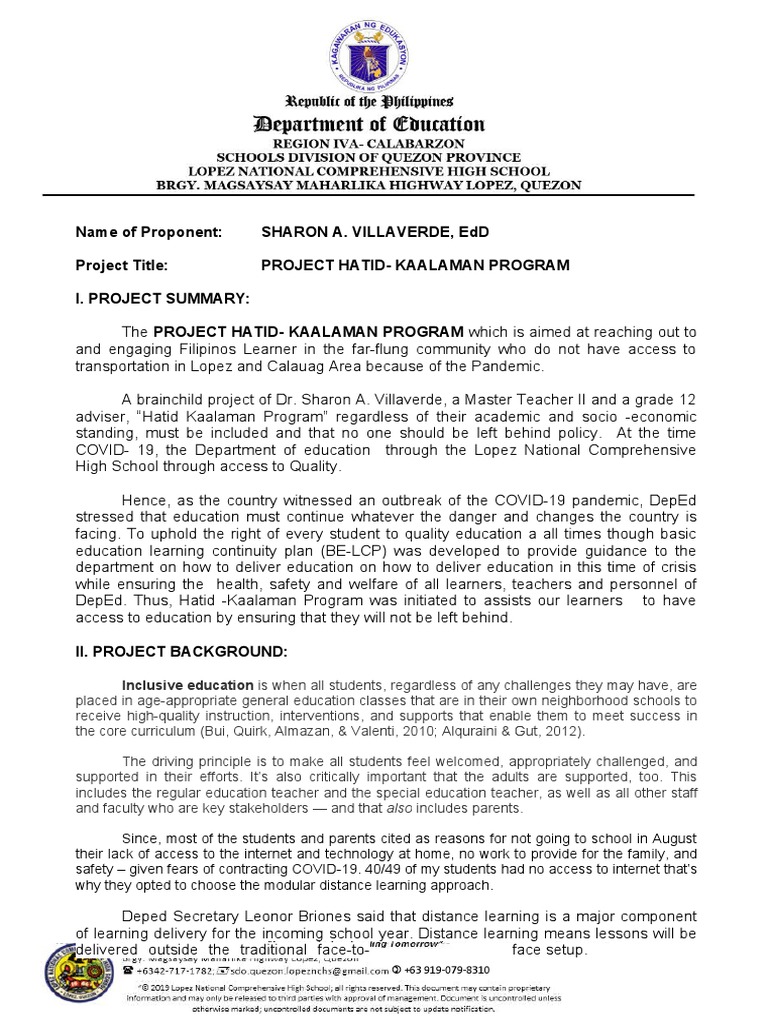 Innovation Project Hatid Kaalaman Program | PDF | Modularity | Distance ...