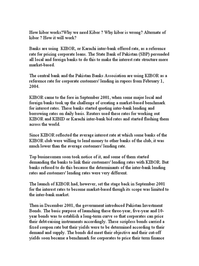 How Kibor Works 1a | PDF | Islamic Banking And Finance | Money Market