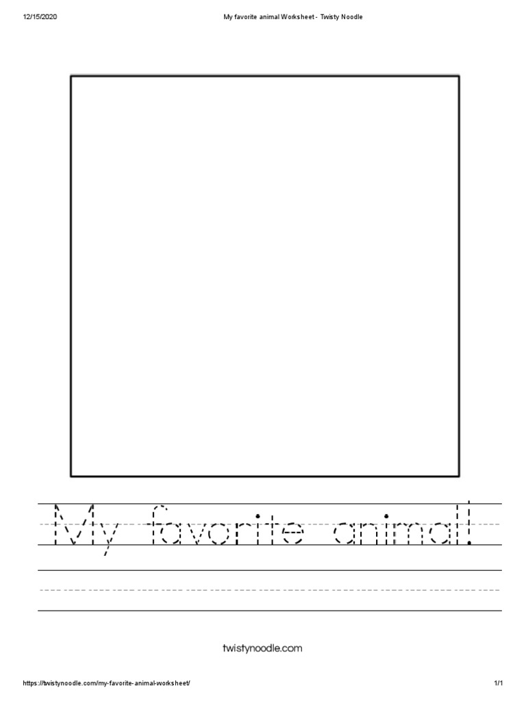 My Favorite Animal Worksheet - Twisty Noodle | PDF