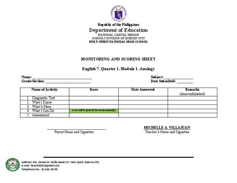 Students Monitoring Sheet