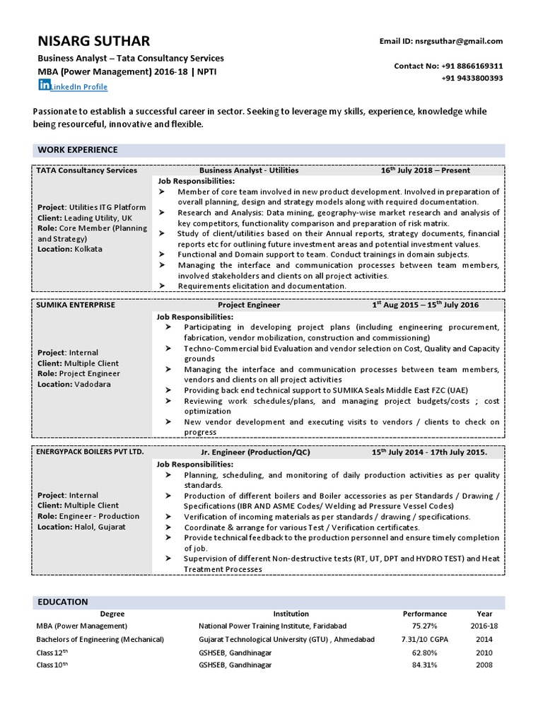 Nisarg Suthar - Resume | PDF | Financial Analyst | Energy And Resource