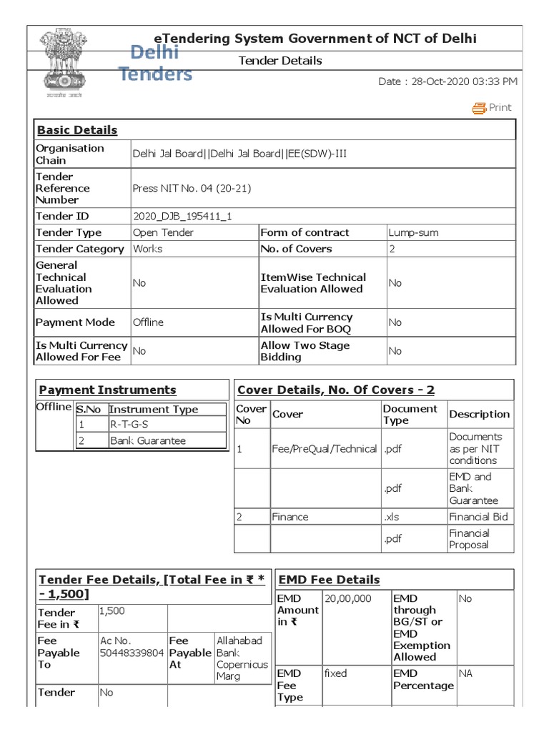 Delhi Sewage Plant Upgrade Tender | PDF | Financial Services | Banking