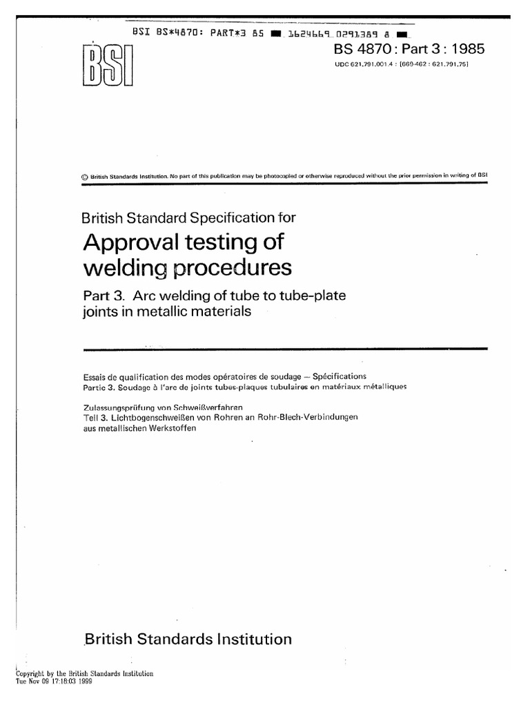 BS 4870 Part-3 1985 | PDF