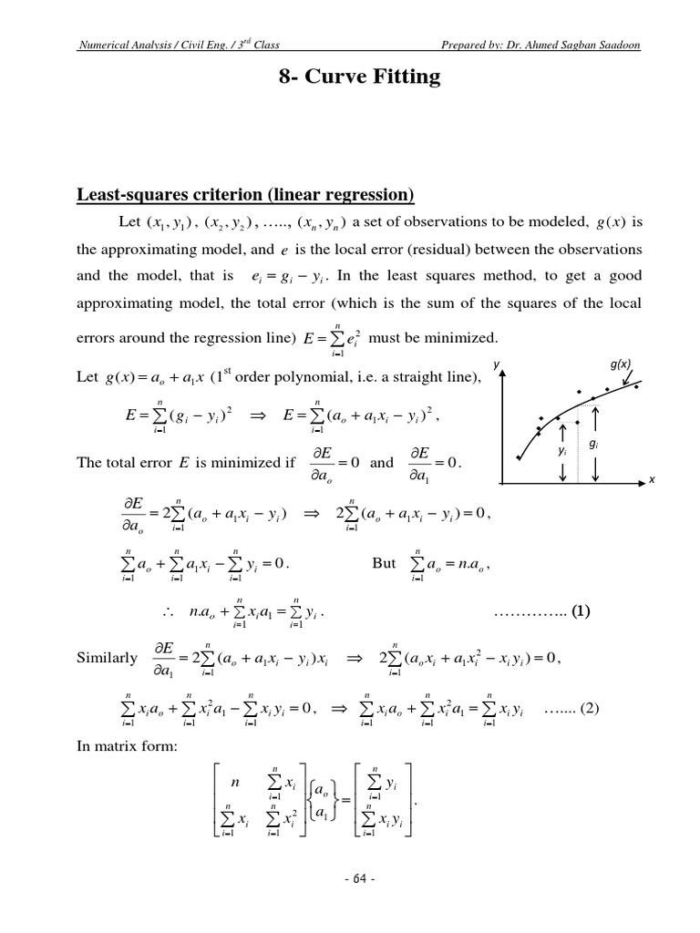 8-Curve Fitting: Least-Squares Criterion (Linear Regression) | PDF ...