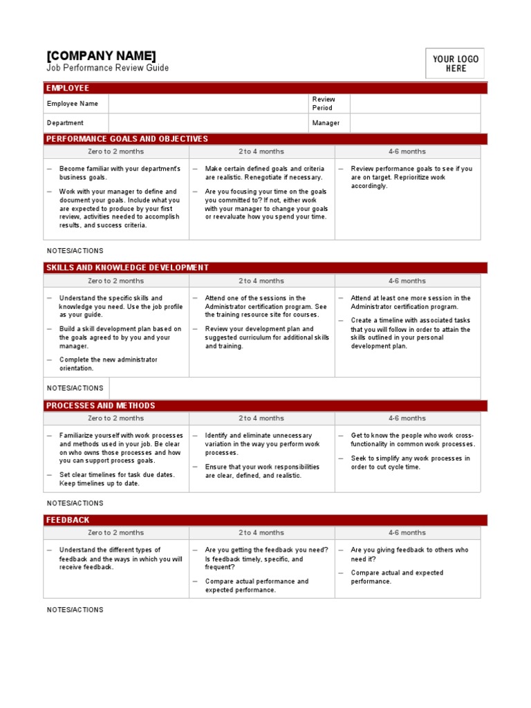 (Company Name) : Job Performance Review Guide | PDF