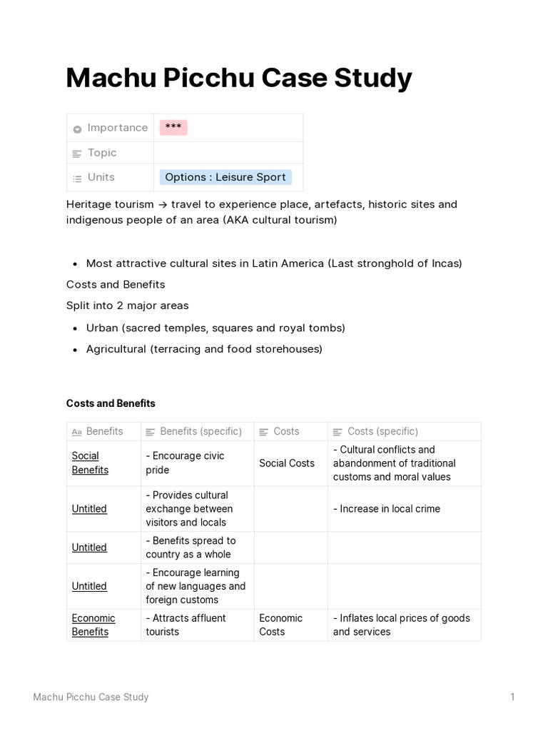 Machu Picchu Case Study: Importance Topic Units | PDF | Machu Picchu ...