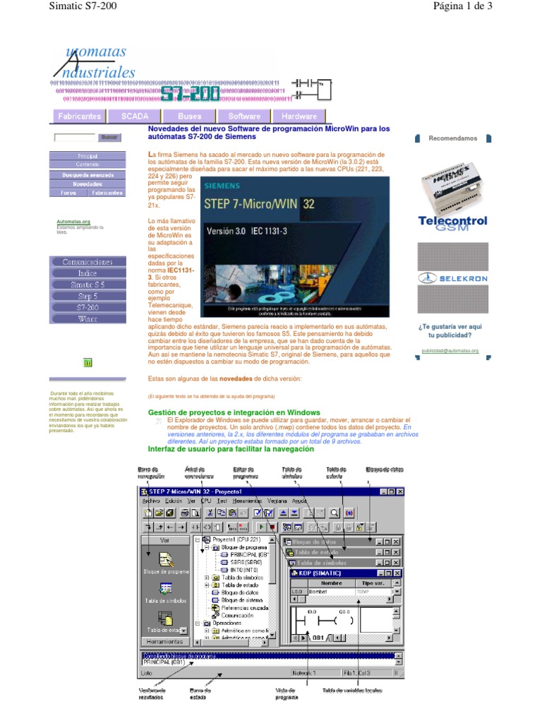 Software de Programación MicroWin para Los Autómatas S7-200 de Siemens | PDF | Point and Click ...