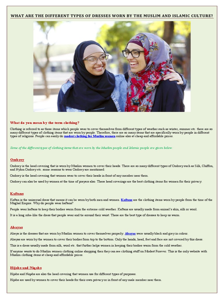 What Are The Different Types of Dresses Worn by The Muslim and Islamic ...