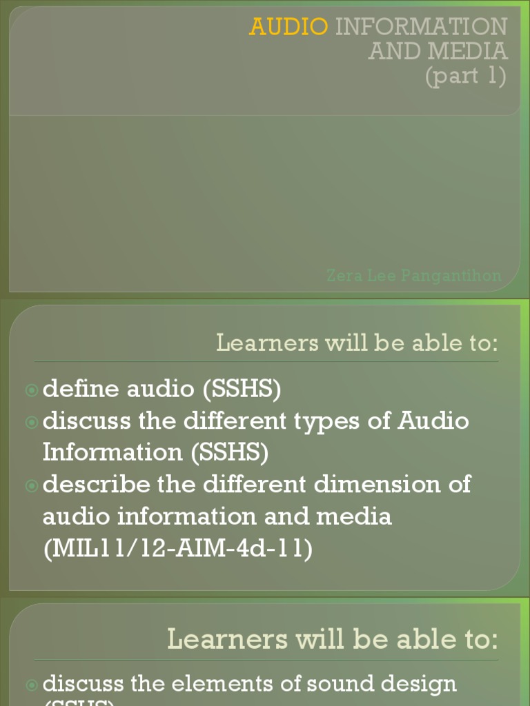 Audio: Information and Media (Part 1) | PDF | Sound Recording And ...