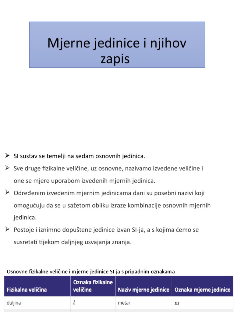 Mjerne Jedinice, SI Sustav | PDF