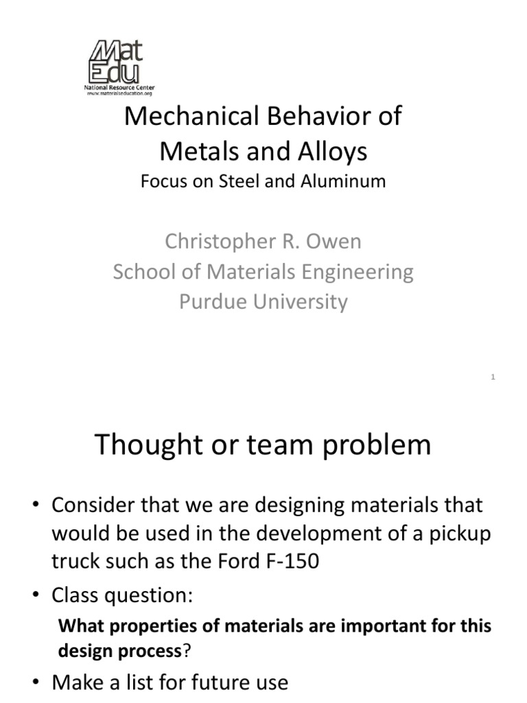 Mech Props of Metals and Alloys Slides | PDF | Ultimate Tensile ...