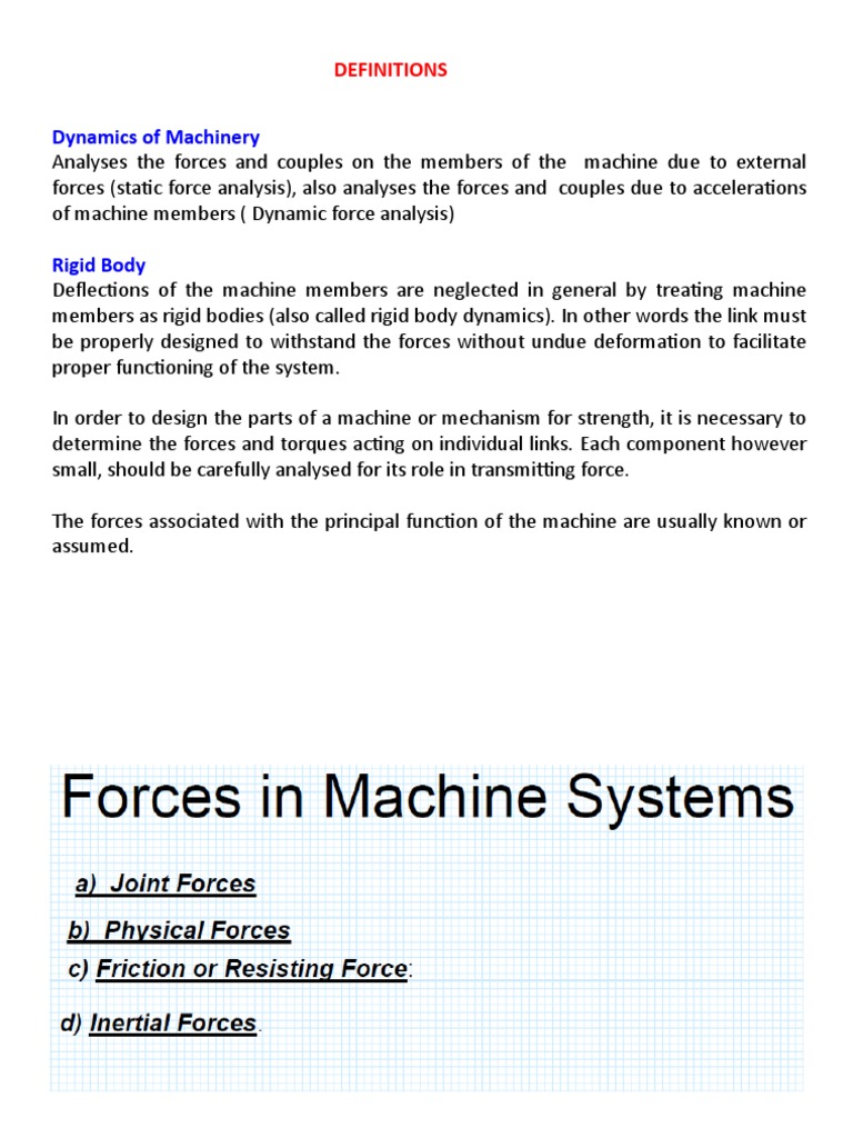 Machine Dynamics and Force Analysis | PDF | Machines | Force
