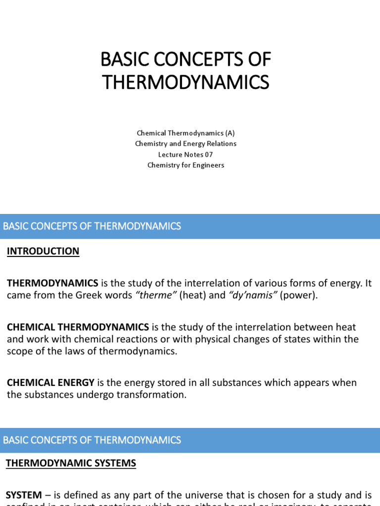 An Introduction to Basic Thermodynamic Concepts and Their Applications | PDF | Temperature ...