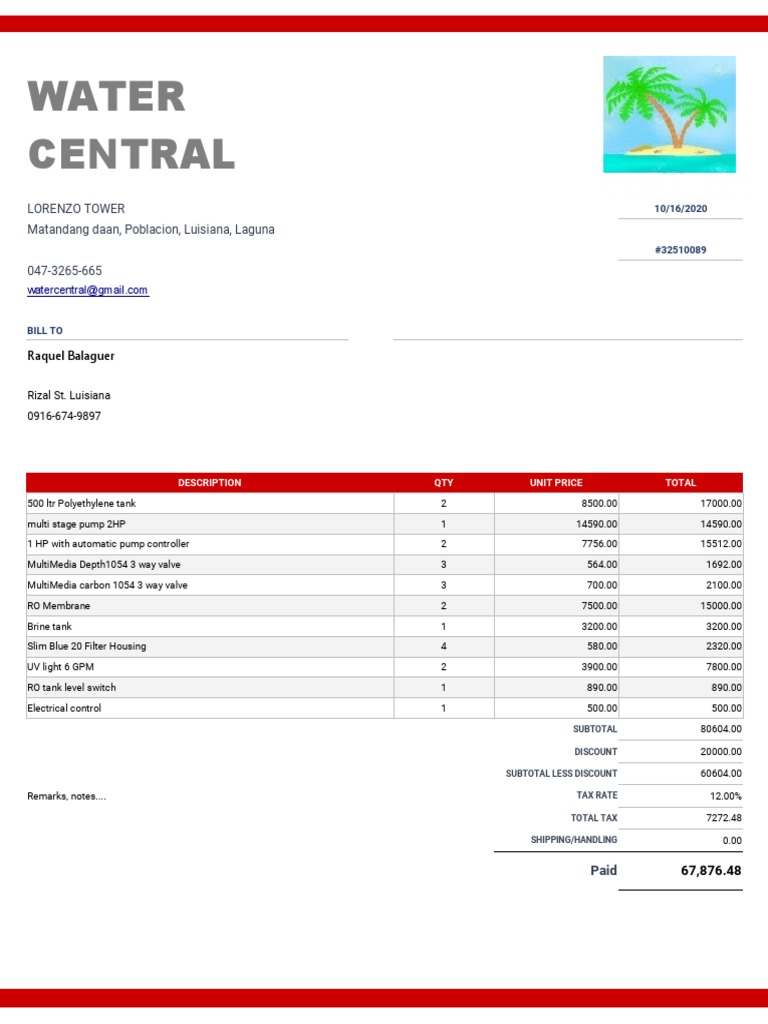 Receipt Water Station | PDF