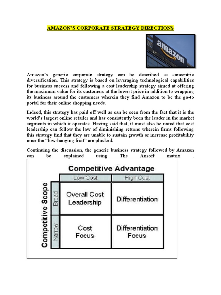 Amazon Corporate Strategy | PDF | Strategic Management | Business Economics