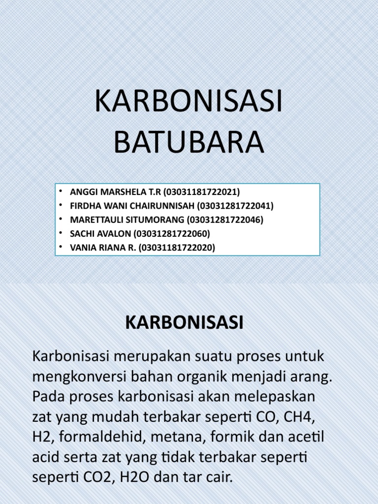 Proses Karbonisasi Batubara dan Aplikasinya | PDF