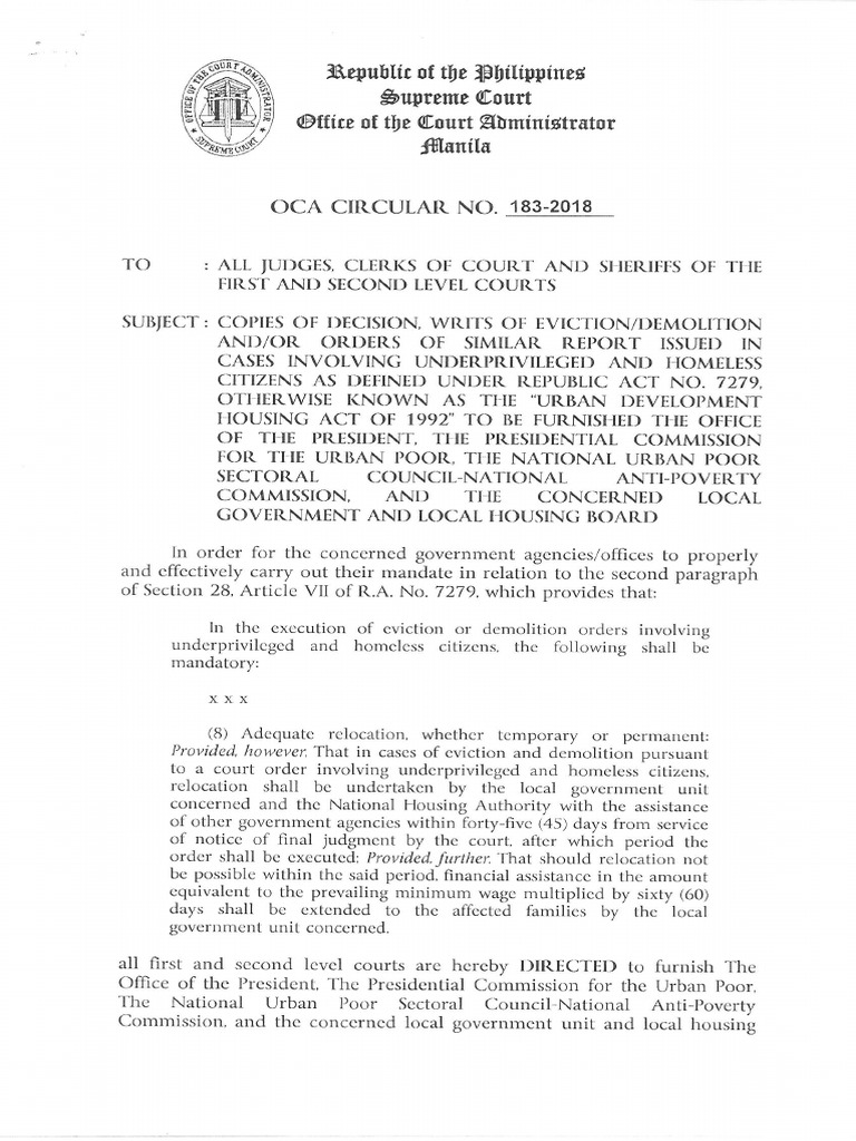 OCA Circular No. 183 2018 | PDF