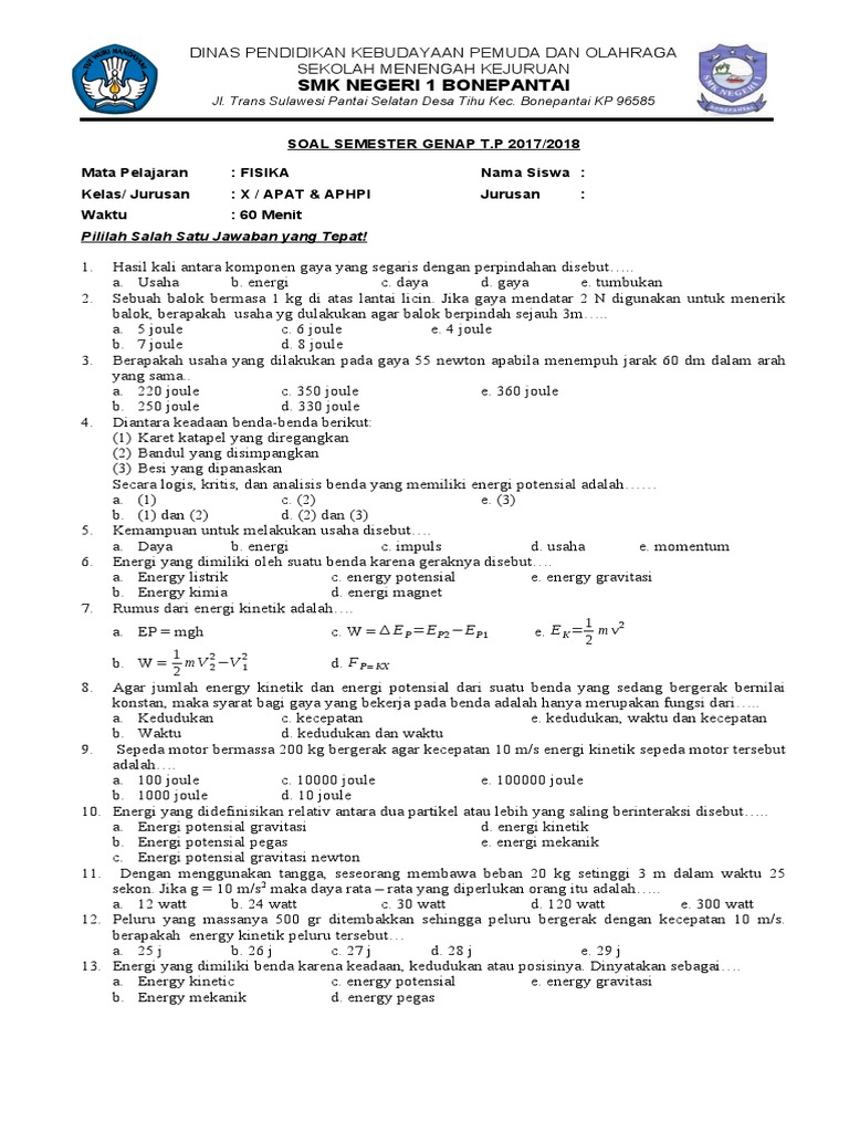 Soal Fisika Genap Kelas X | PDF