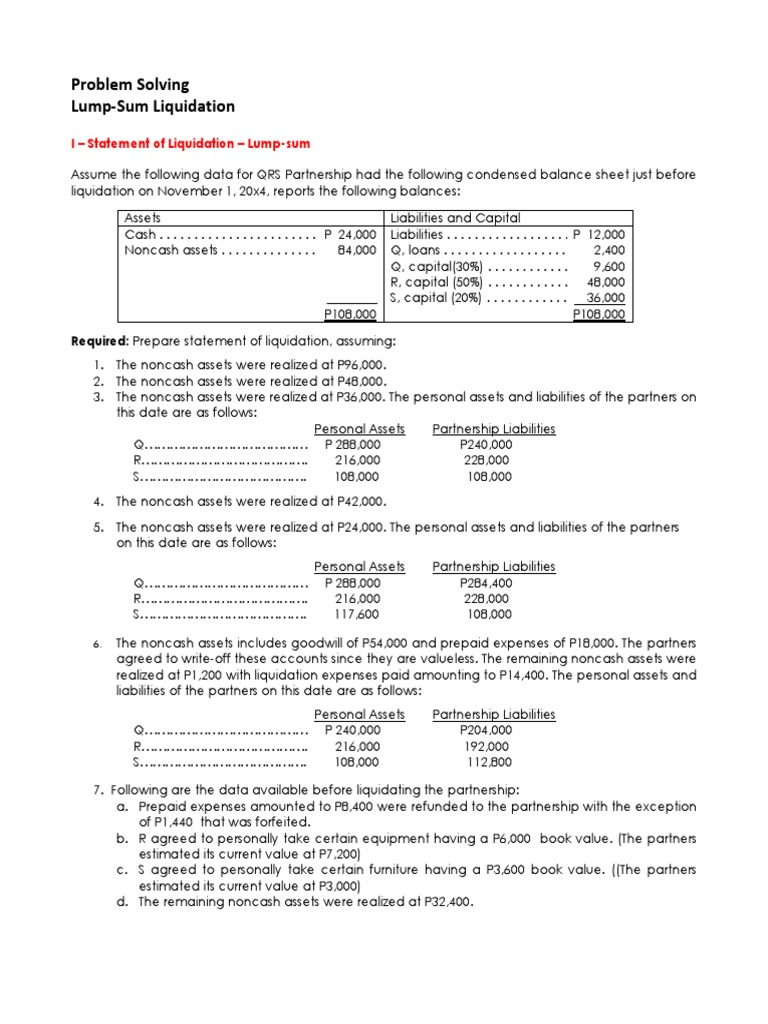Problem Solving - Lump-Sum Liquidation | PDF | Government Budget ...