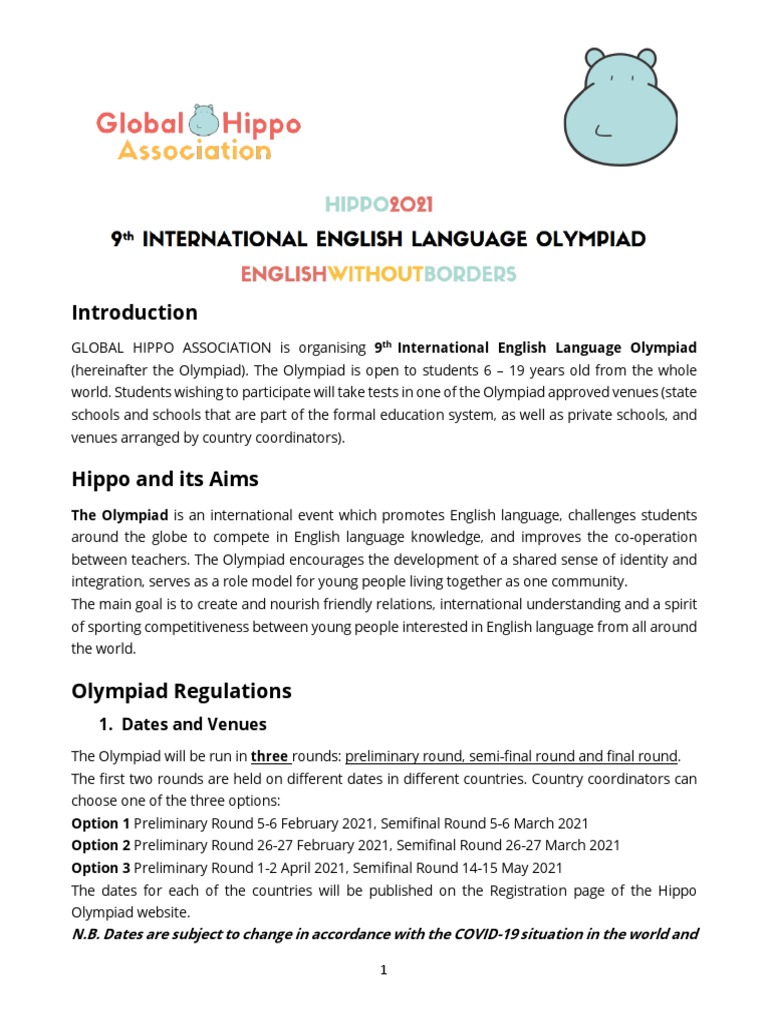 HIPPO 2021 Regulations | PDF | Test (Assessment) | Test/Examination