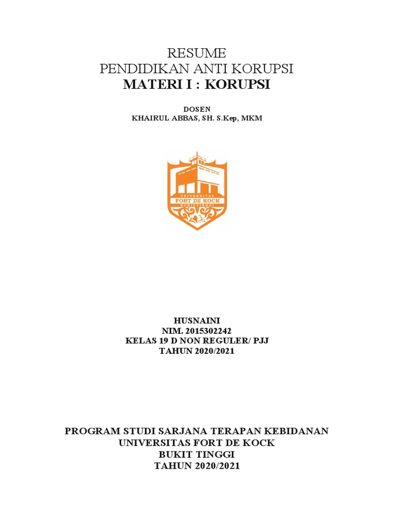 Resume Korupsi Husnaini | PDF | Ilmu Sosial