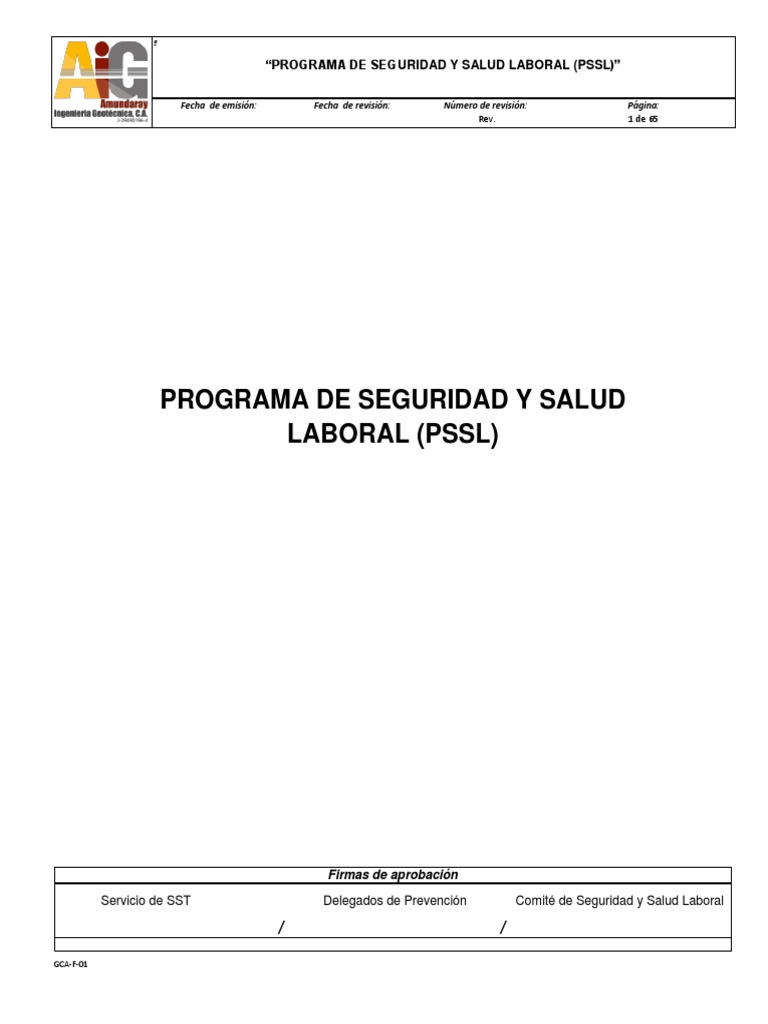 Ejemplo de PSSL | PDF | Seguridad y salud ocupacional | Derecho laboral