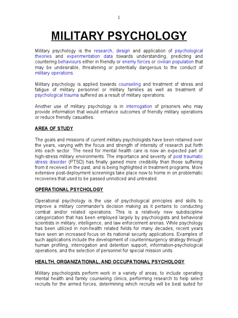 Military Psychology | PDF | Human Nature | Psychology
