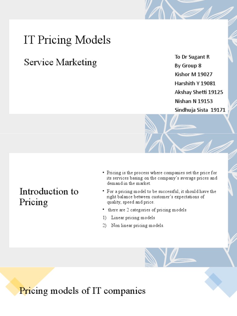 IT Pricing Models: Service Marketing | PDF | Pricing | Risk