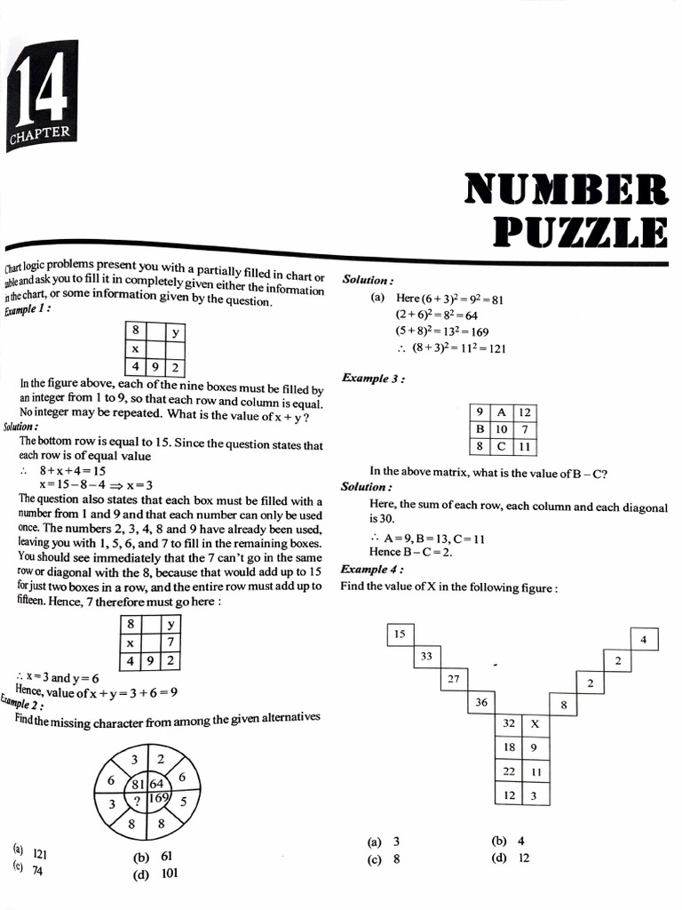 Number Puzzle | PDF | Linear Algebra | Mathematical Objects