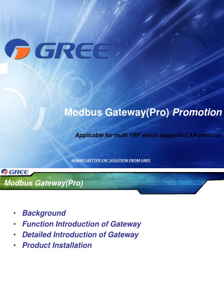 Gree Modbus Gateway (Pro) Promotion | PDF | Switch | Input/Output