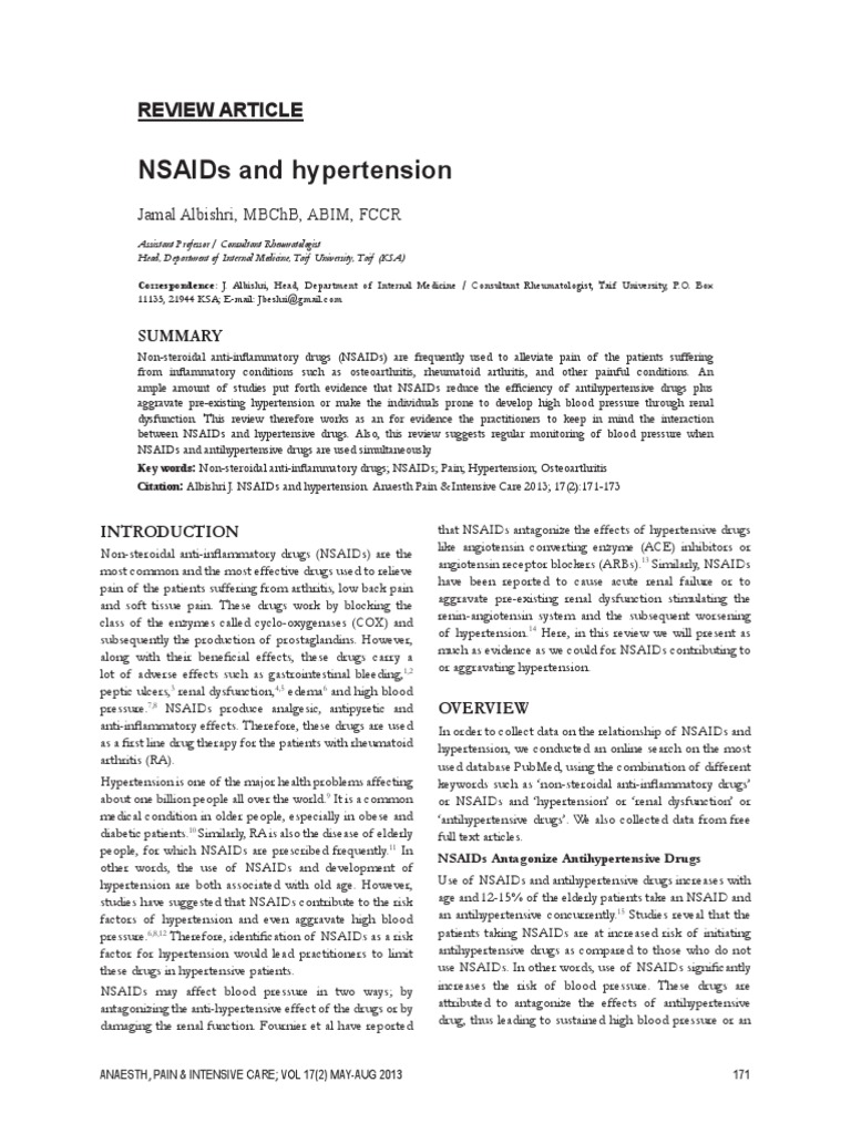 16 RA NSAIDs and Hypertension | PDF | Nonsteroidal Anti Inflammatory ...
