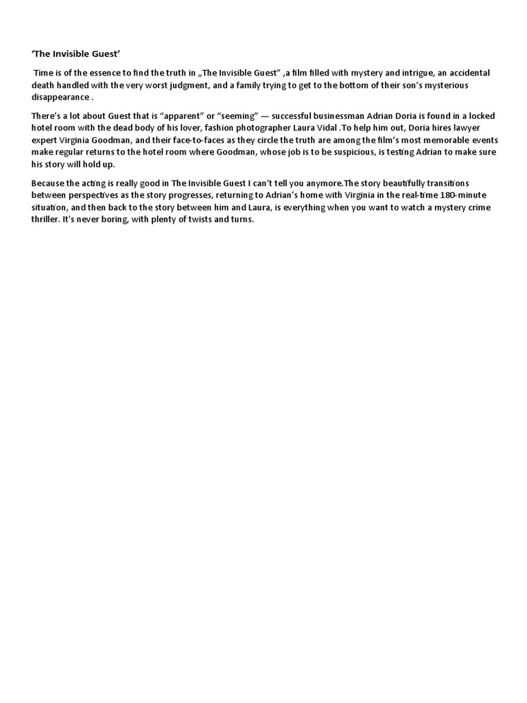 The Invisible Guest Review | PDF