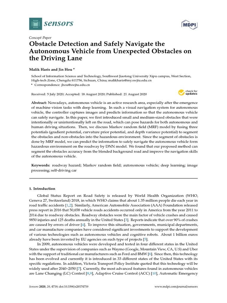 Sensors: Obstacle Detection and Safely Navigate The Autonomous Vehicle ...