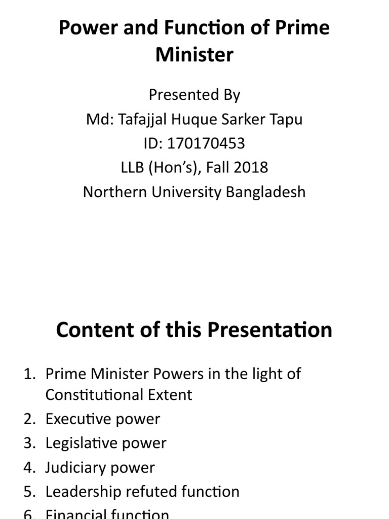 Power and Function of Prime Minister | PDF | Judiciaries | Prime Minister