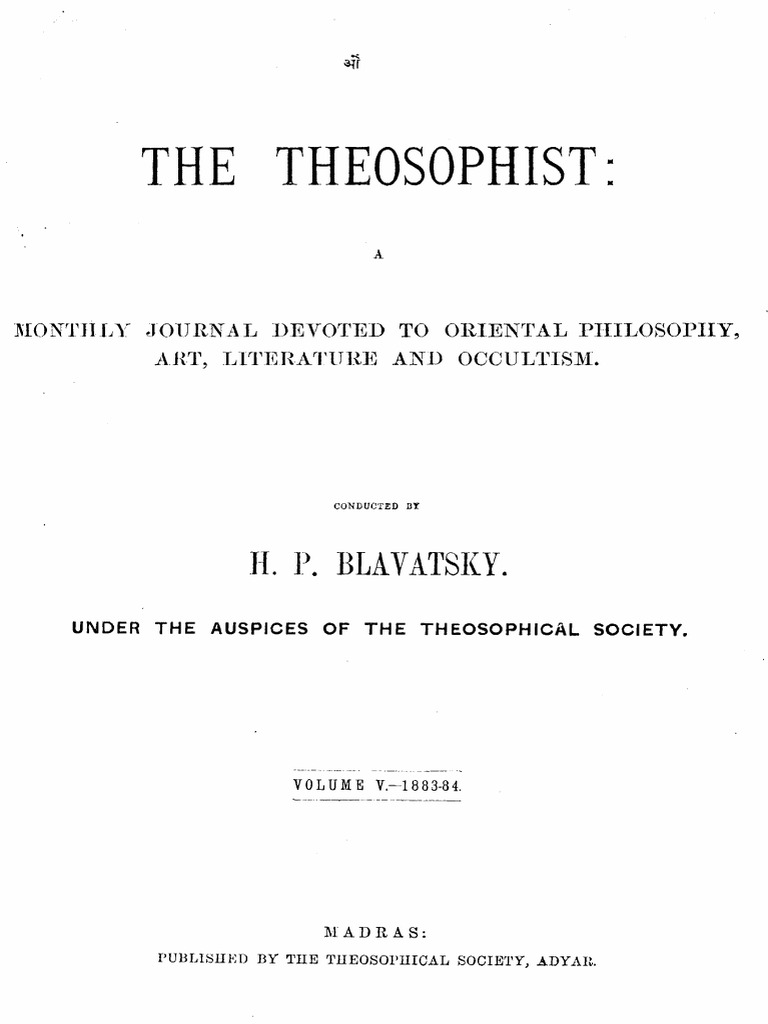 The Theosophist Volume 05 (Oct 1883 - Sep 1884) | PDF | Theosophy ...