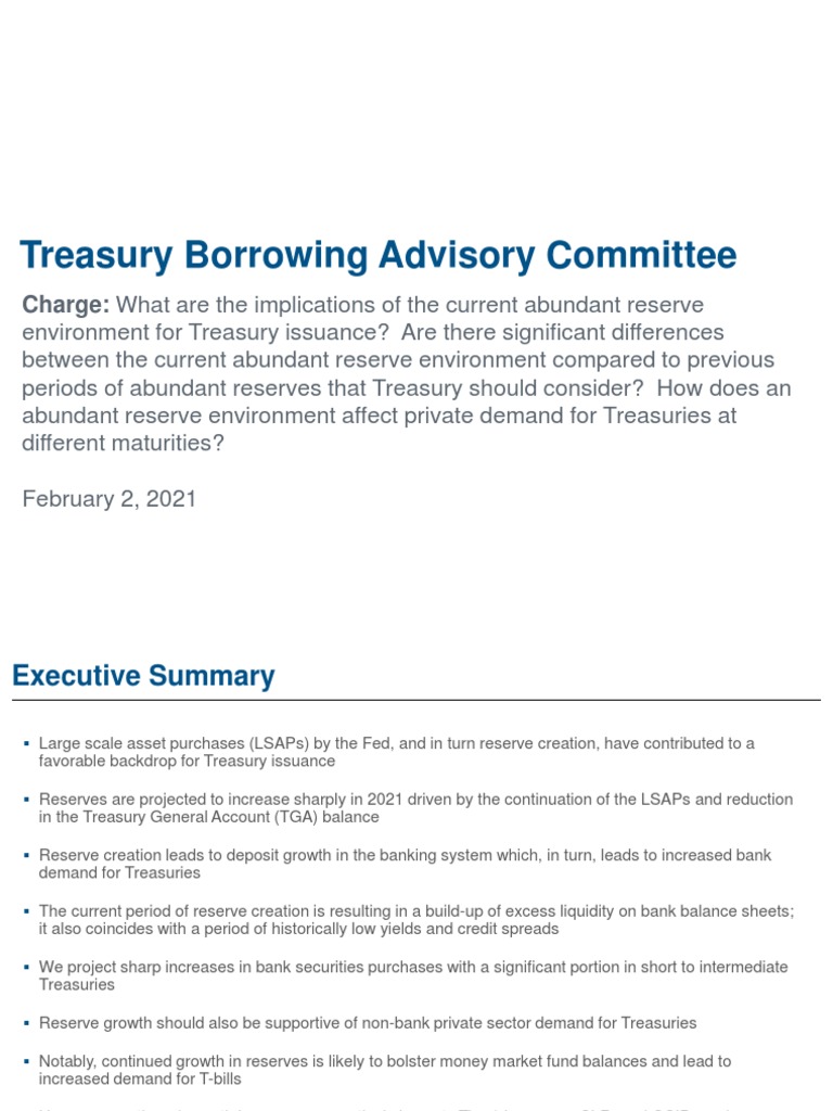 Treasury Borrowing Advisory Committee: Charge: What Are The ...