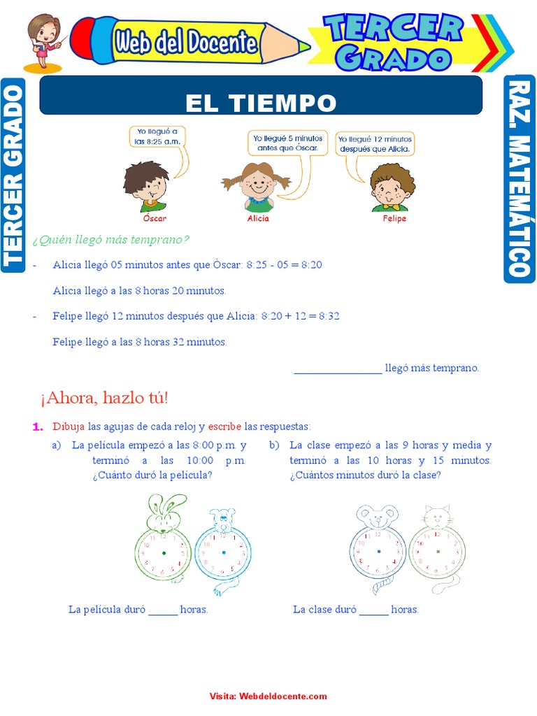 El Tiempo para Tercer Grado de Primaria | PDF