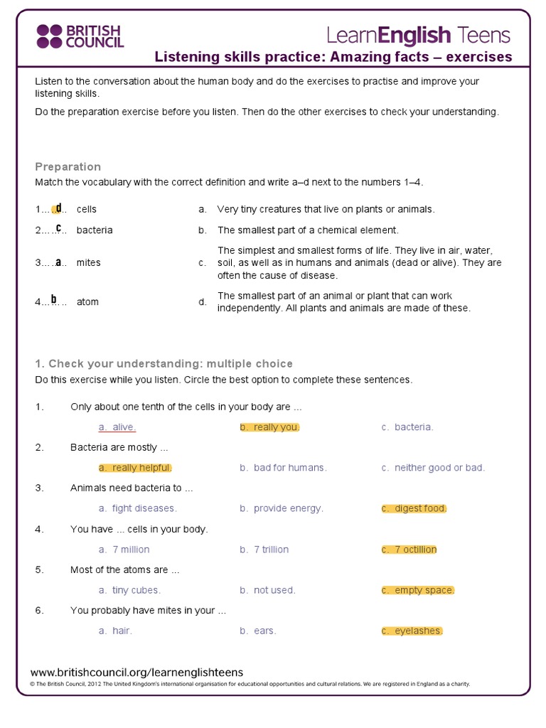 Listening Skills Practice: Amazing Facts - Exercises: Preparation | PDF ...