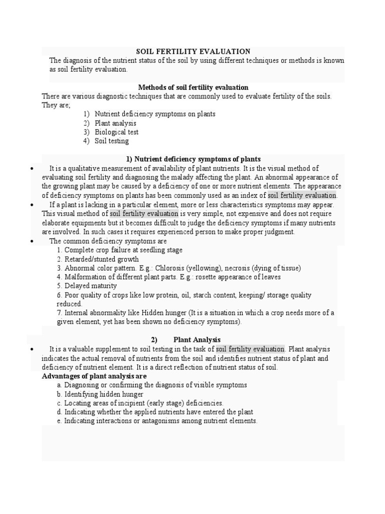 Soil Fertility Evaluation Techniques | PDF | Plant Nutrition | Soil ...