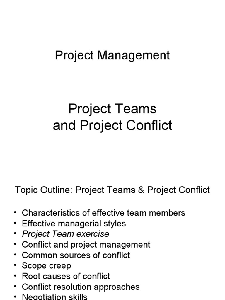 Project Teams and Project Conflict Management | PDF | Negotiation ...