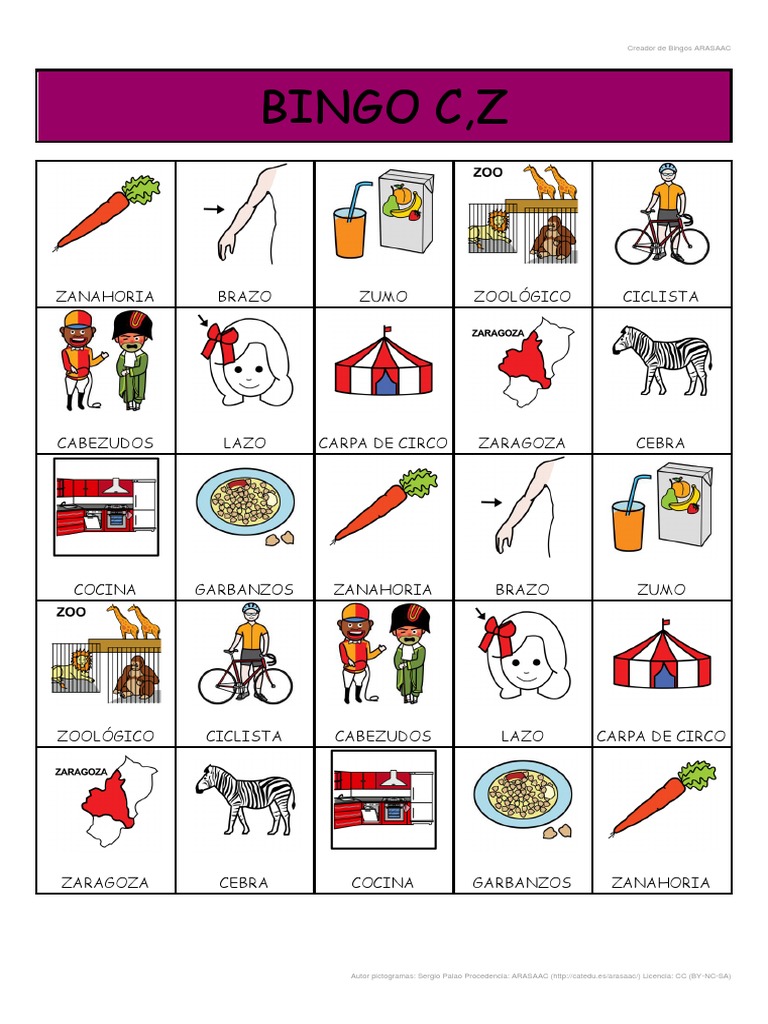 Fonema C-Z Bingo | PDF