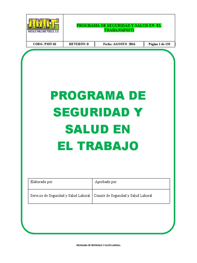 Programa De Seguridad Y Salud En El Trabajo Psst Pdf Seguridad Y