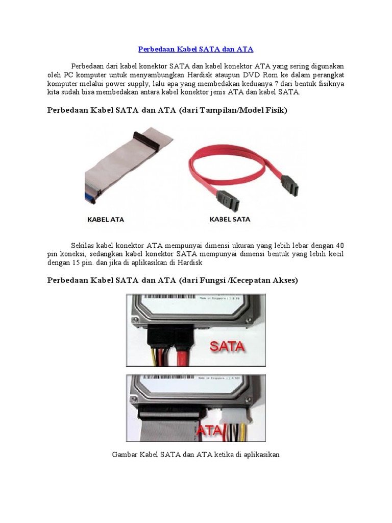 Perbedaan Kabel SATA Dan ATA | PDF