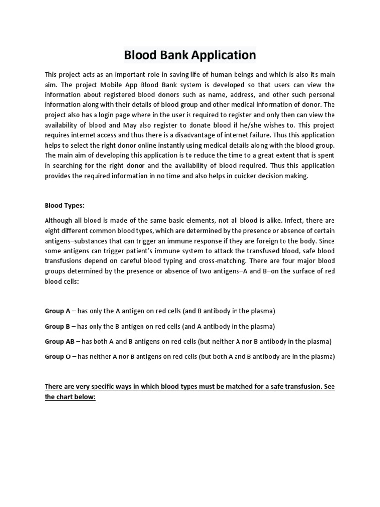 Blood Bank Application | PDF | Blood Type | Blood Donation