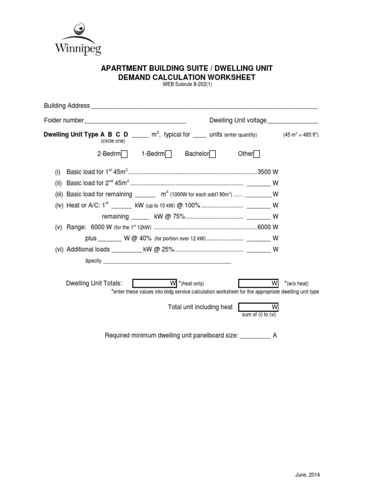 Apt BLDG Suite Calc Worksheet | PDF