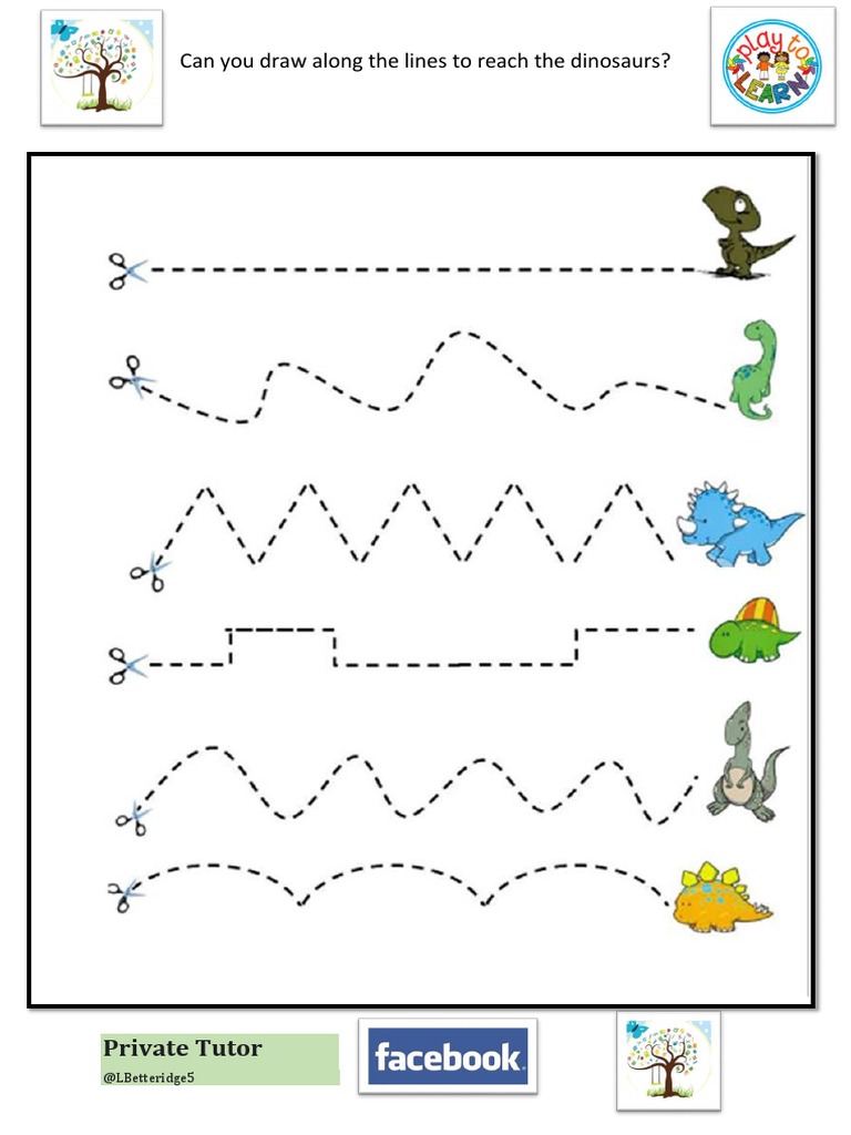Dinosaur Activity Sheet - Fine Motor Skills | PDF