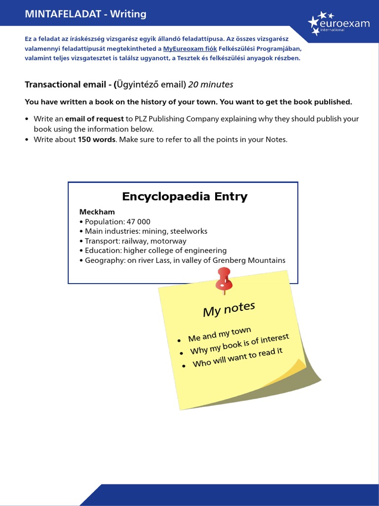 EuroExam Writing B2 Test | PDF