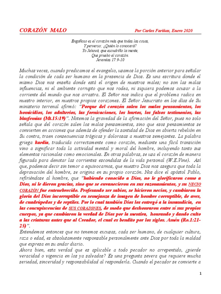 Corazón Malo | PDF | Pecado | Dios