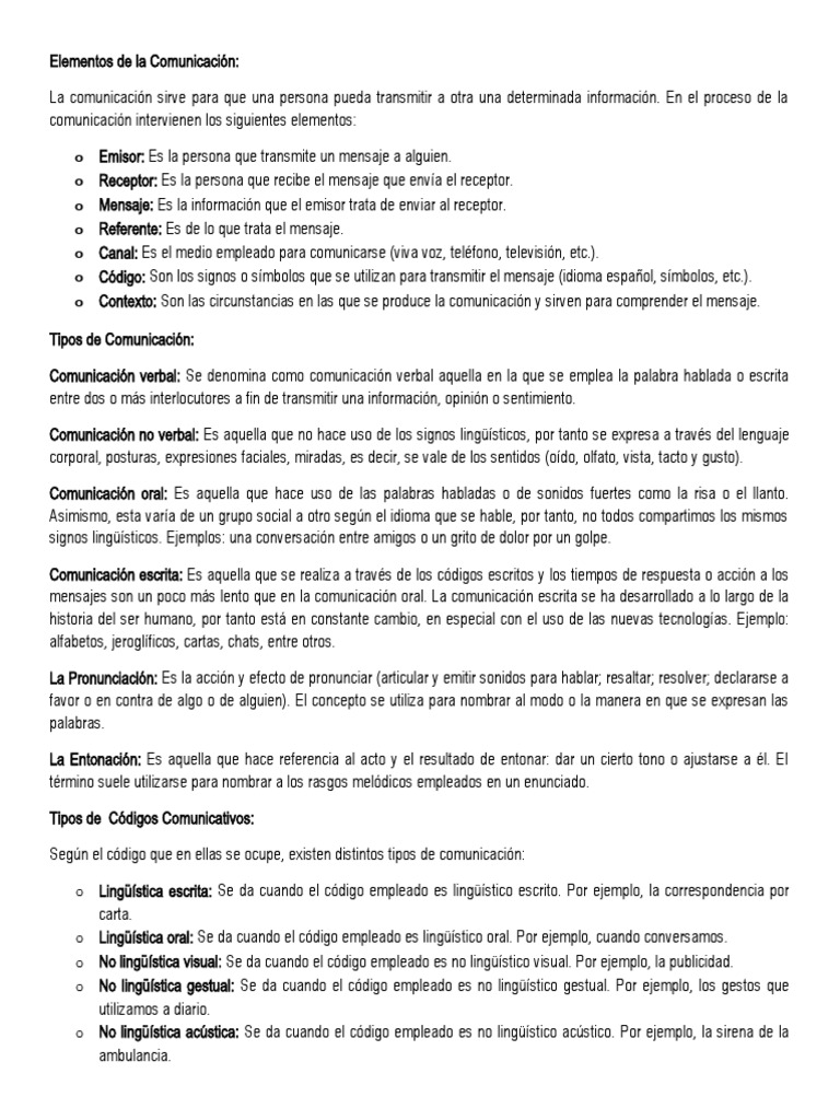 Elementos De La Comunicación Pdf Comunicación Lingüística