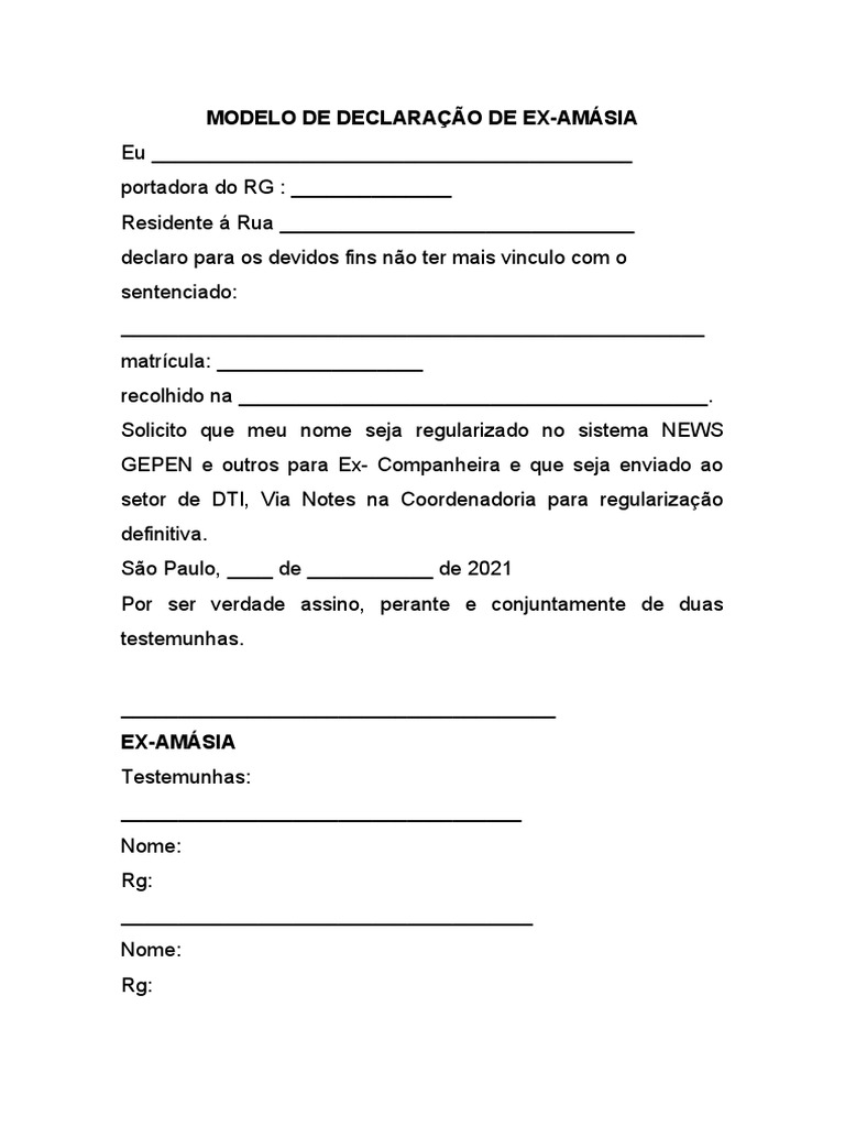 Modelo de Declaração de Ex | PDF